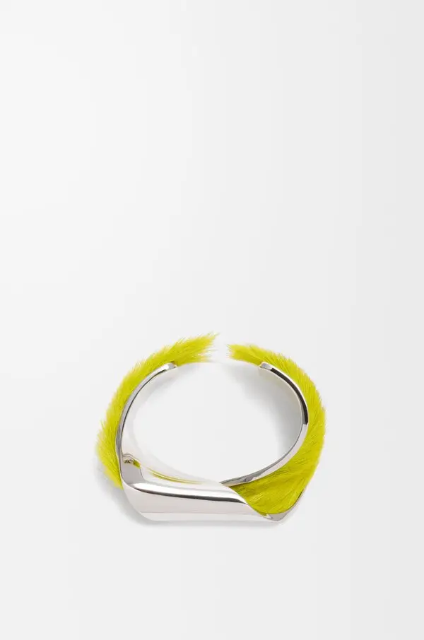 Loewe Thin Twisted Cuff In Hairy Calfskin