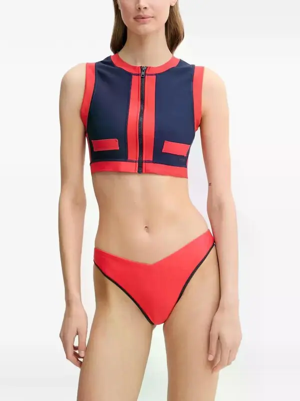 Rip Curl Coco Zip-up Panelled Bikini Top - Blue
