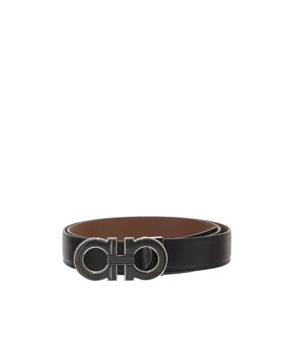 FERRAGAMO Reversible Gancini Leather Belt