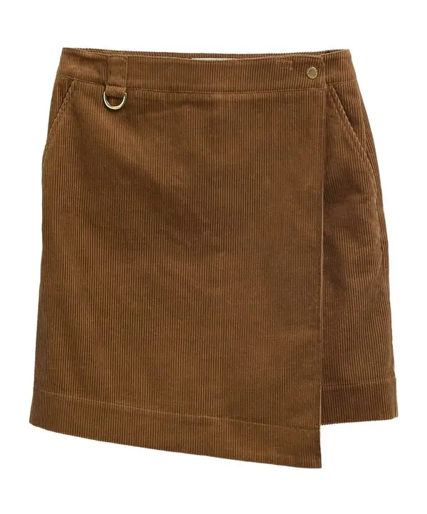 Barbour Corduroy Wrap Mini Skirt - Brown