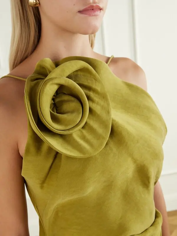 Magda Butrym Gathered Silk-twill Halterneck Mini Dress