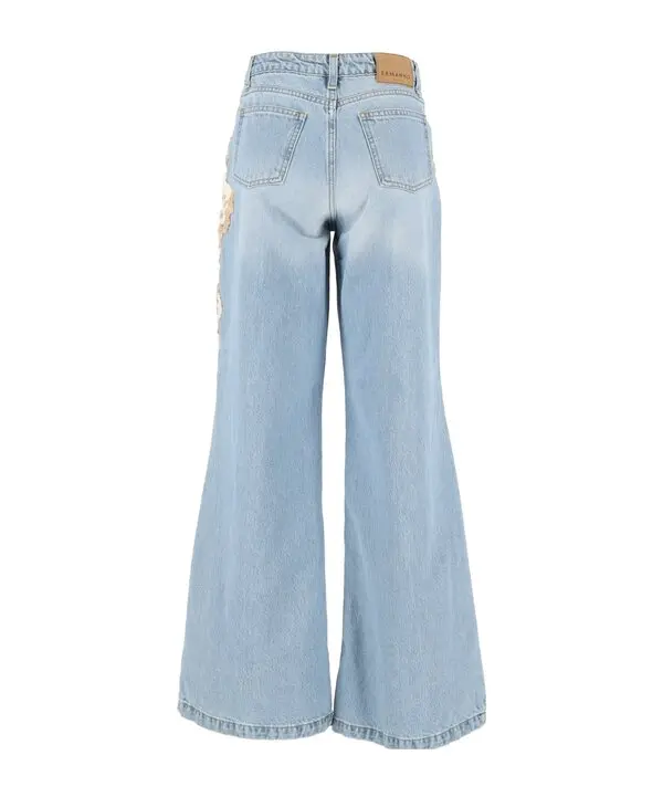 ERMANNO FIRENZE Floral-embroidered Wide-leg Jeans
