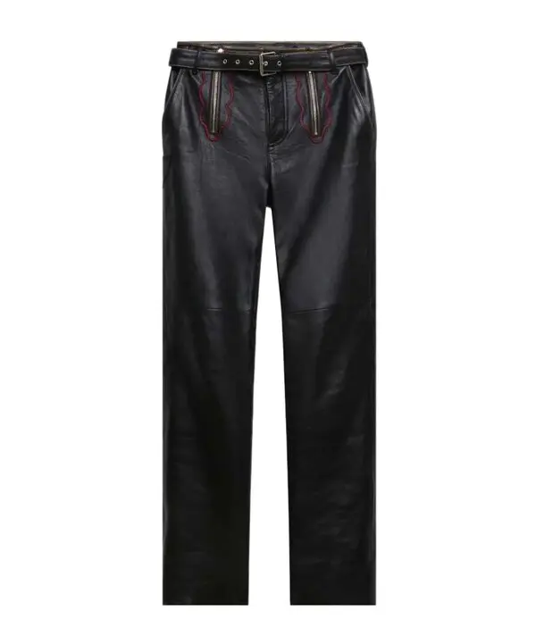 Marni Embroidered Panelled Leather Trousers