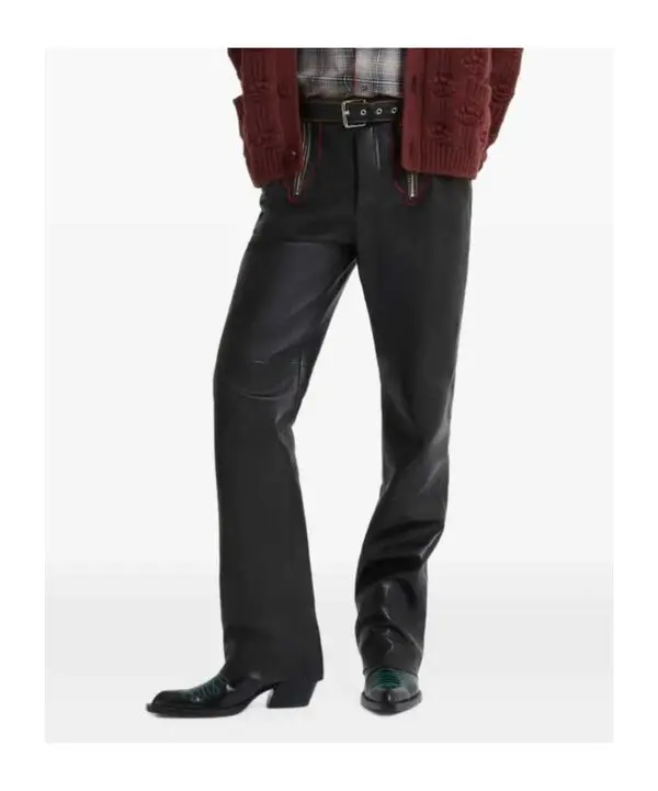 Marni Embroidered Panelled Leather Trousers