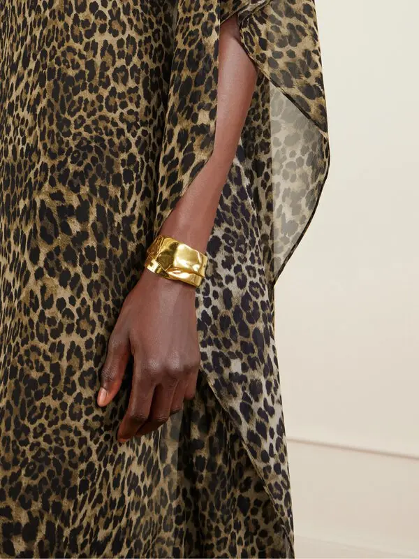 NILI LOTAN Leopard-print Silk Crepe De Chine Kaftan