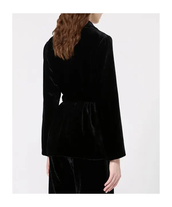 Max Mara Wkirecente Belted Velvet Blazer - Black