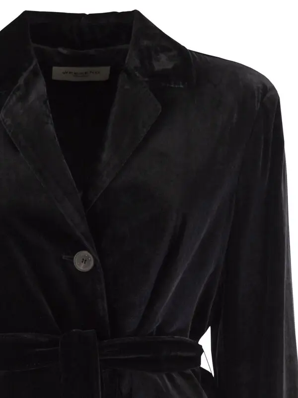 Max Mara Wkirecente Belted Velvet Blazer - Black