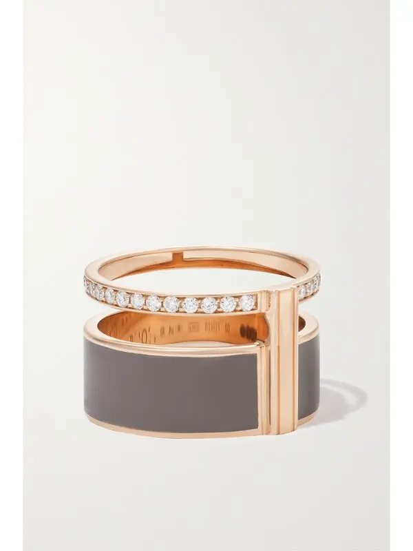 REPOSSI 18-karat Rose Gold, Lacquer And Diamond Ring