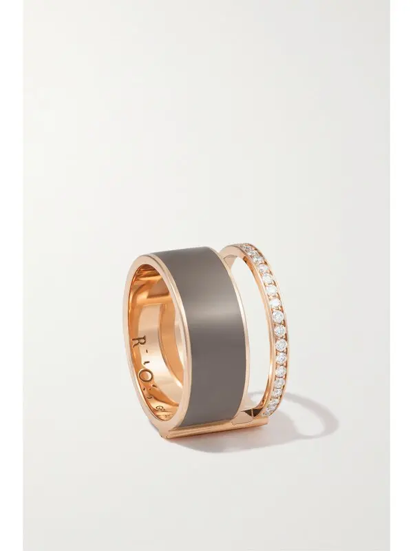 REPOSSI 18-karat Rose Gold, Lacquer And Diamond Ring