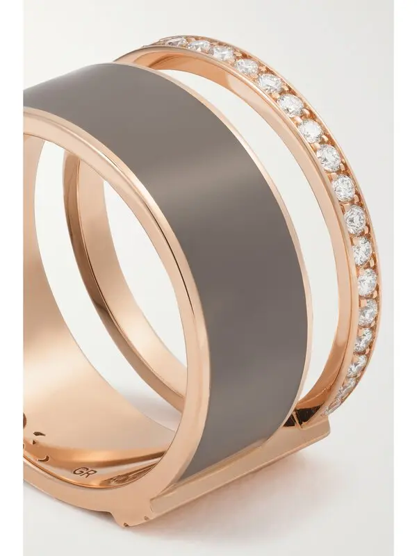 REPOSSI 18-karat Rose Gold, Lacquer And Diamond Ring