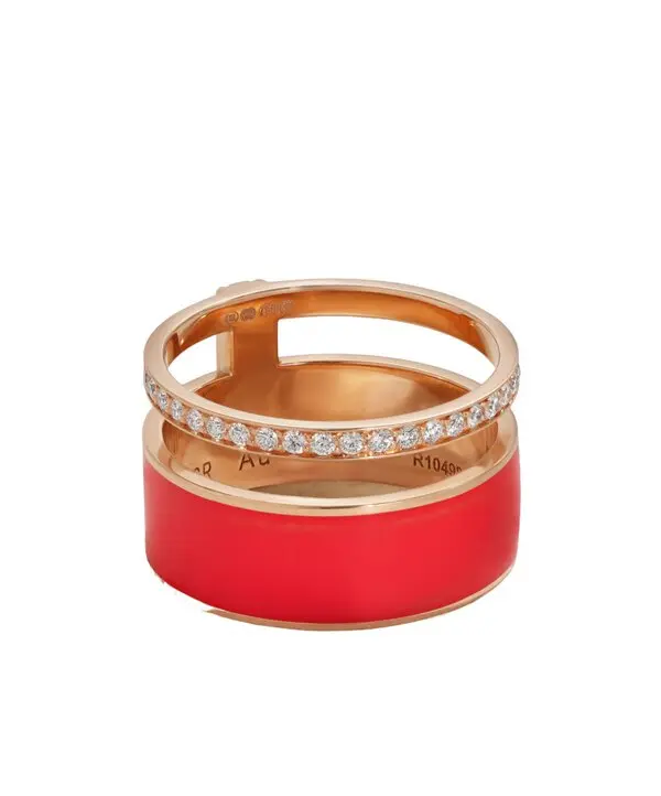 REPOSSI 18-karat Rose Gold, Lacquer And Diamond Ring - Multicolor