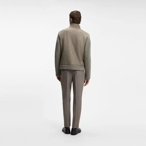 Hugo Boss Stand Collar Spliced Knit Jacket