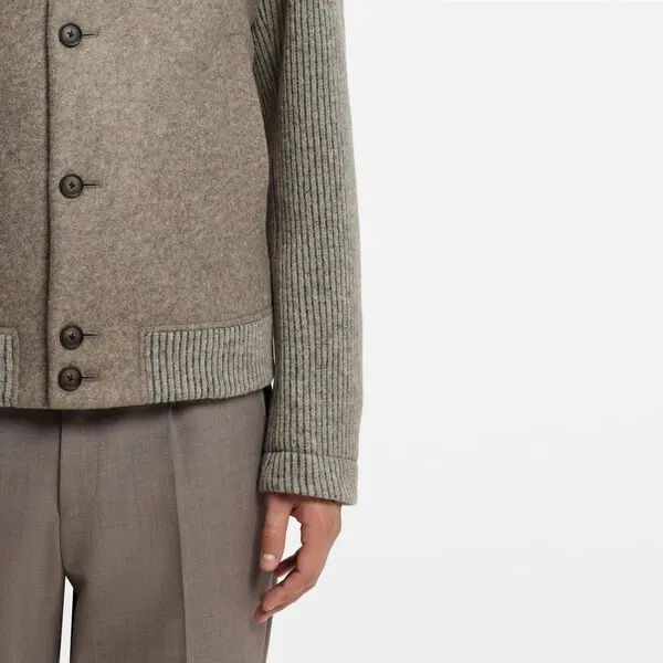 Hugo Boss Stand Collar Spliced Knit Jacket