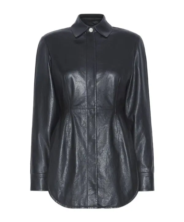 Sportmax Long Leather Shirt - Black