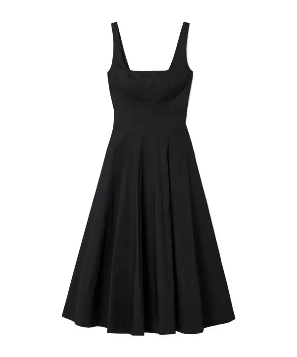 Staud Pleated Midi Dress - Black