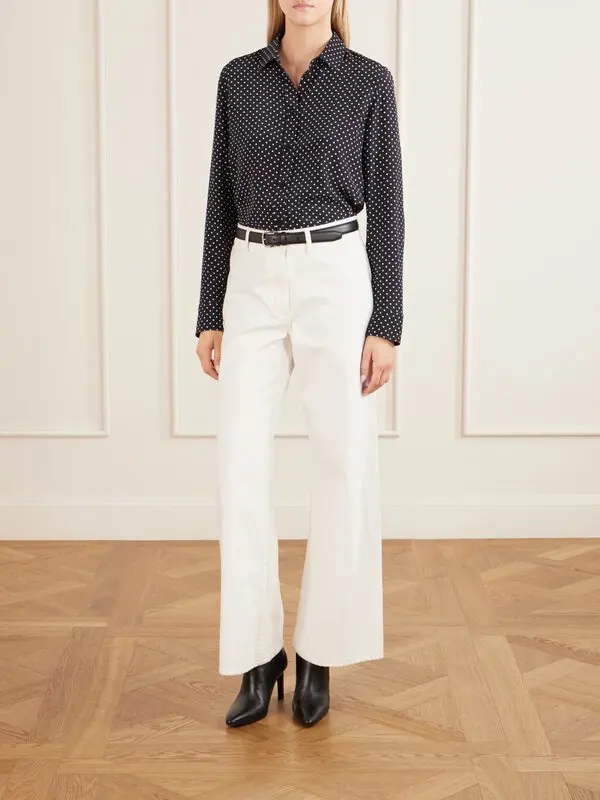 NILI LOTAN Polka-dot Silk Crepe De Chine Shirt