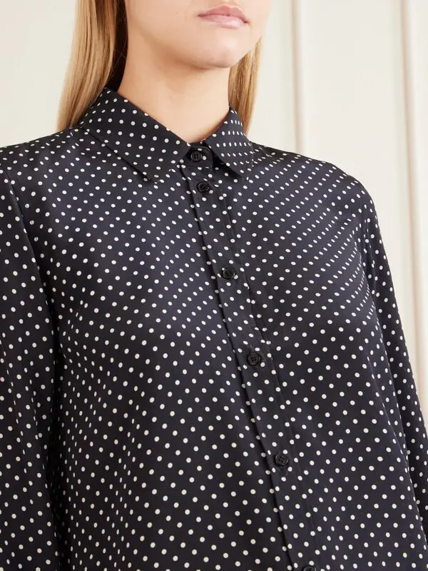 NILI LOTAN Polka-dot Silk Crepe De Chine Shirt
