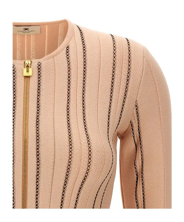 Elisabetta Franchi Crew-neck Zip-up Knit Top