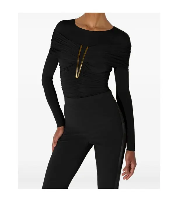 Elisabetta Franchi V-detail Embellished Bodysuit