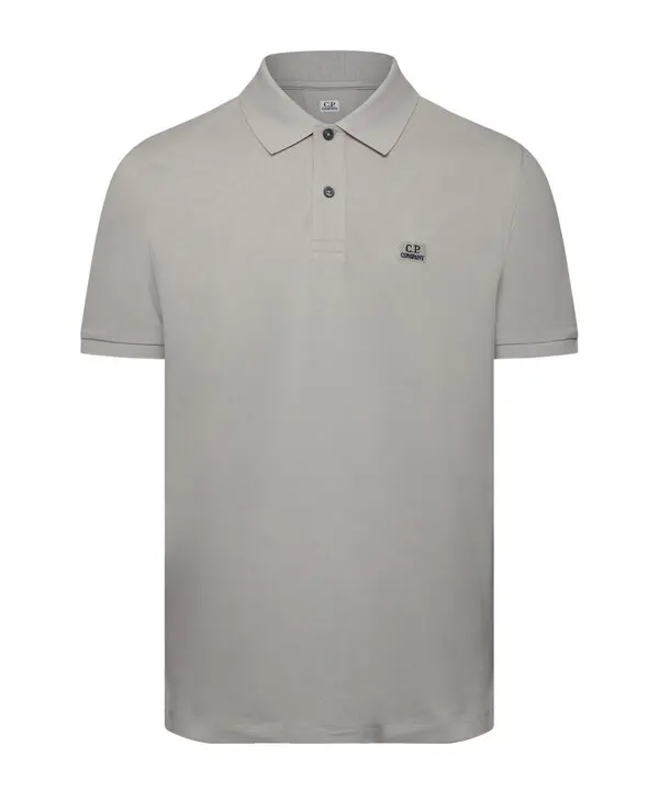 C.P. COMPANY Logo Pique Short-sleeve Polo Shirt - Gray