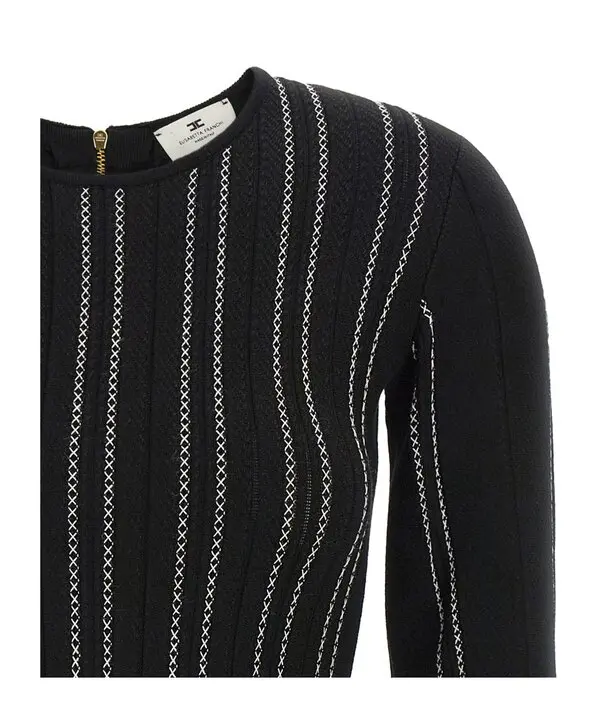Elisabetta Franchi Dress With Wavy Topstitching Detail