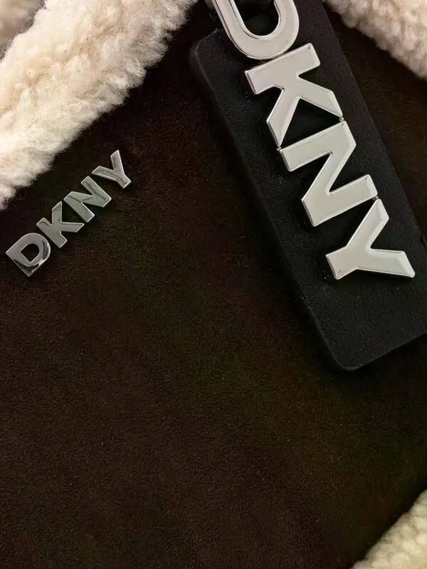 Dkny Shearling-trim Tote Bag - Brown