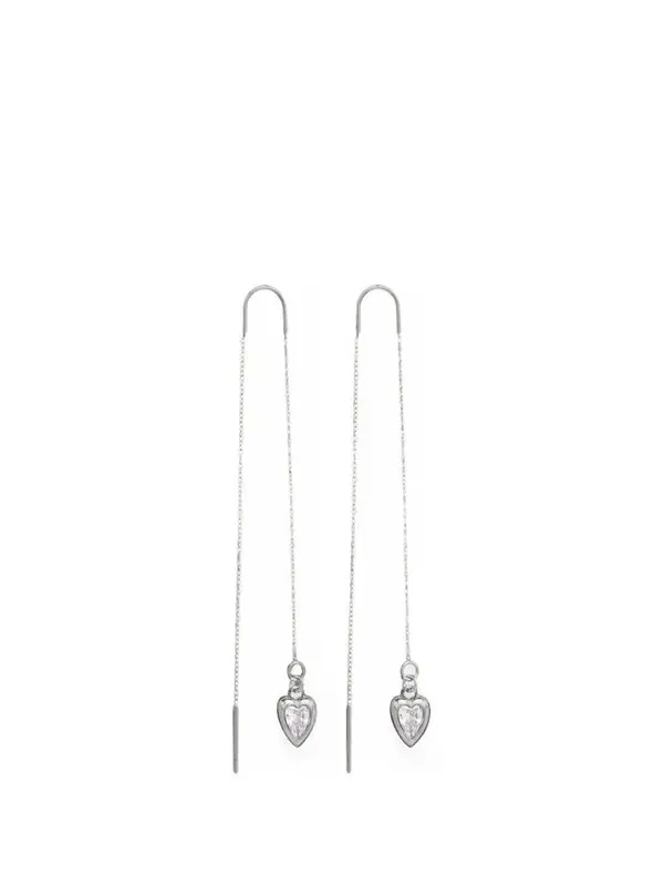 Guess Heart-charm Pull-through Earrings - Silver