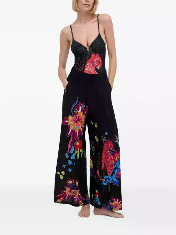 Desigual Strappy Cat Graphic-print V-neck Swimsuit