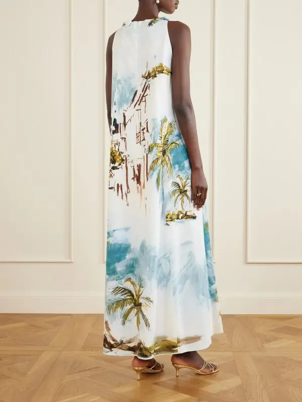 Oscar De La Renta Printed Cotton-blend Poplin Maxi Dress