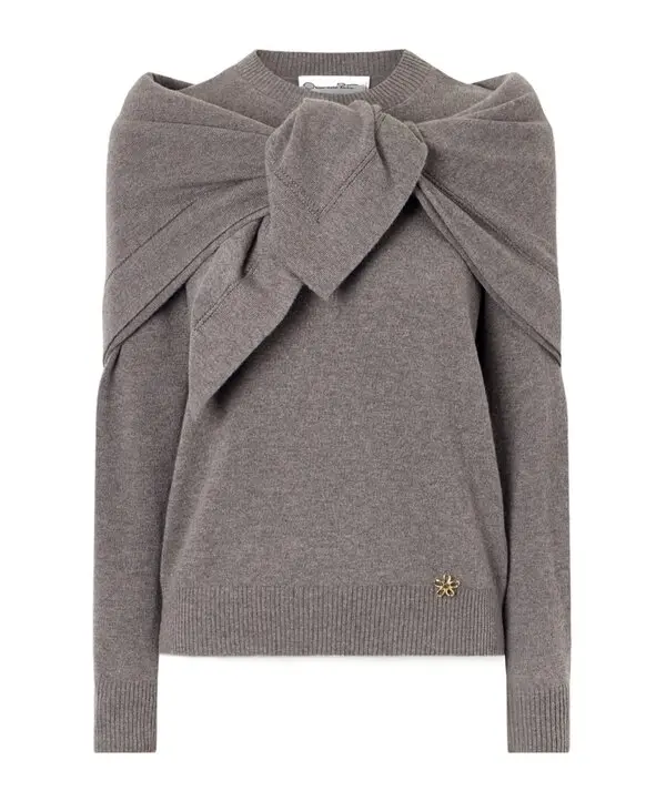 Oscar De La Renta Scarf-detailed Cashmere Sweater