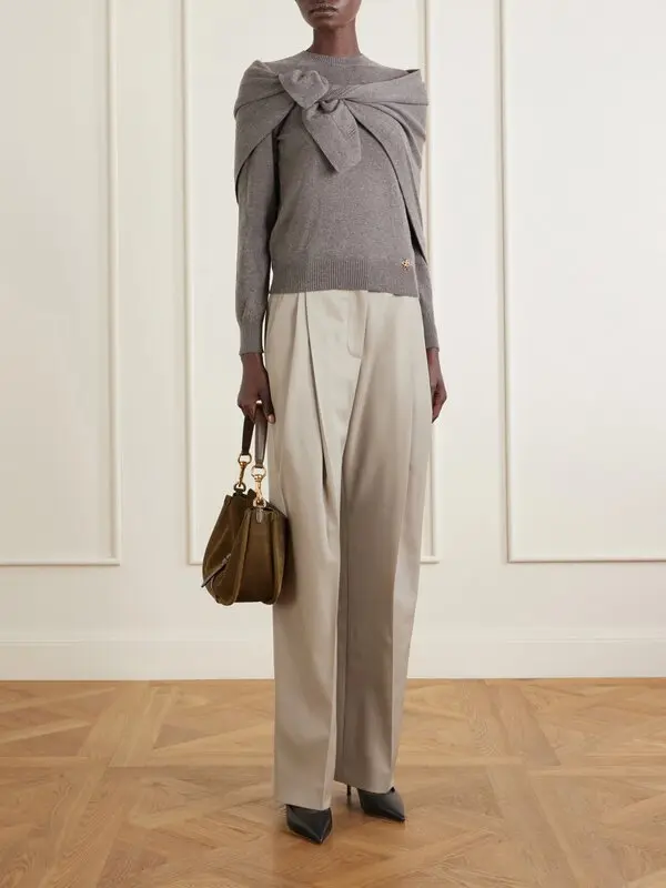 Oscar De La Renta Scarf-detailed Cashmere Sweater