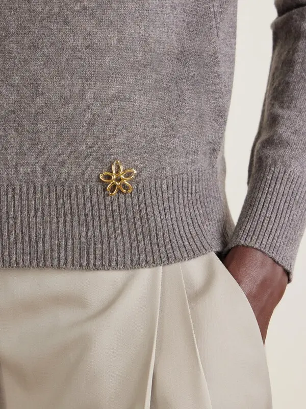 Oscar De La Renta Scarf-detailed Cashmere Sweater