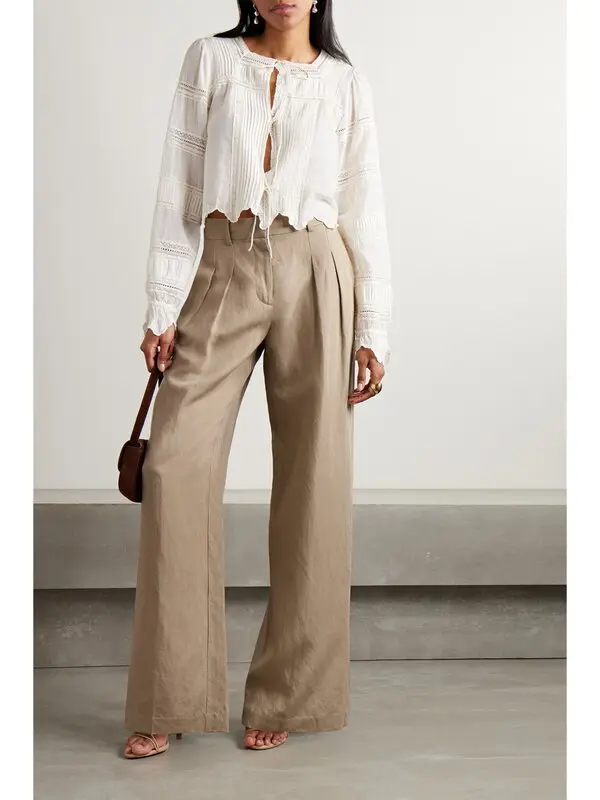 LoveShackFancy High-waisted Wide-leg Pants