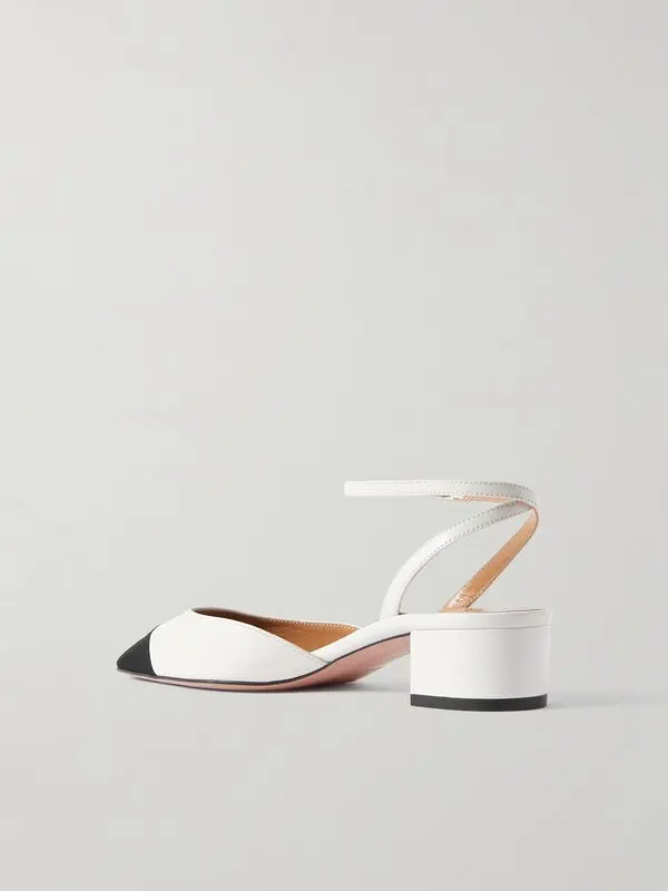 AQUAZZURA Grosgrain-trimmed Leather Mary Jane Pumps