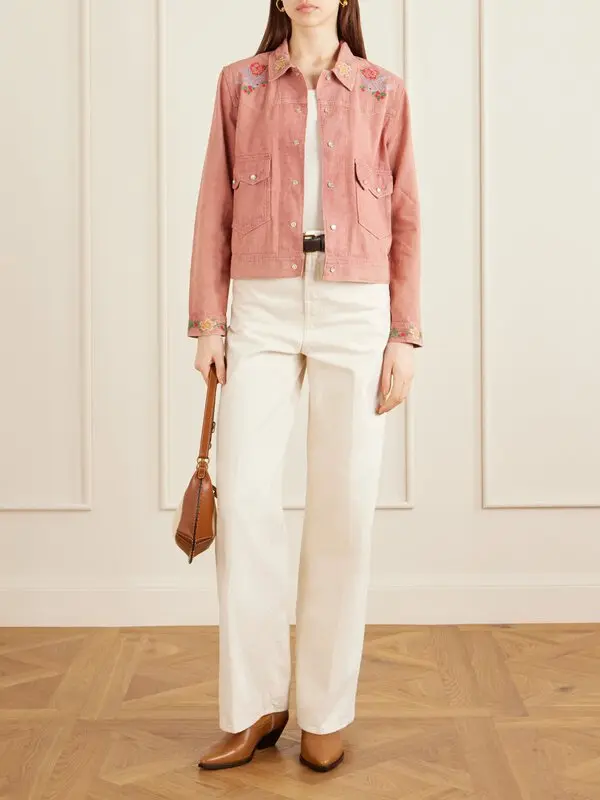 Ralph Lauren Billie Embroidered Cotton-linen Blended Coat