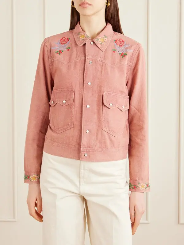 Ralph Lauren Billie Embroidered Cotton-linen Blended Coat