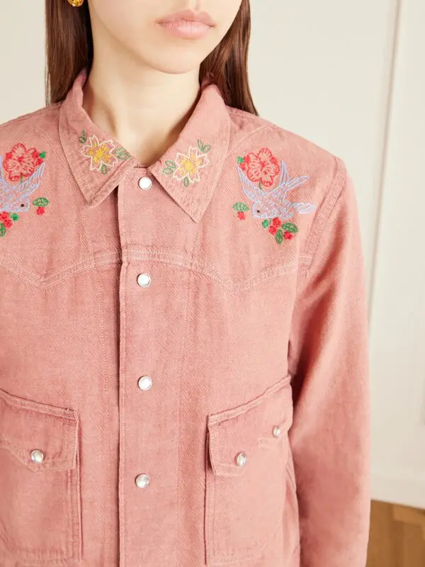 Ralph Lauren Billie Embroidered Cotton-linen Blended Coat