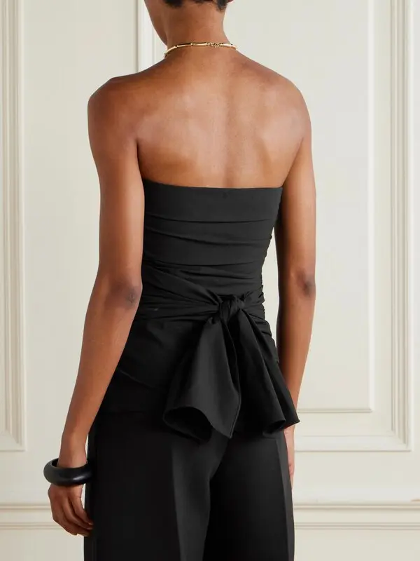 Proenza Schouler Strapless Gathered Cotton-blend Poplin Top
