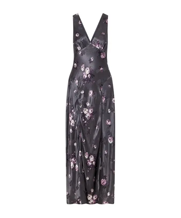 Anna Sui Silky Floral Maxi Dress