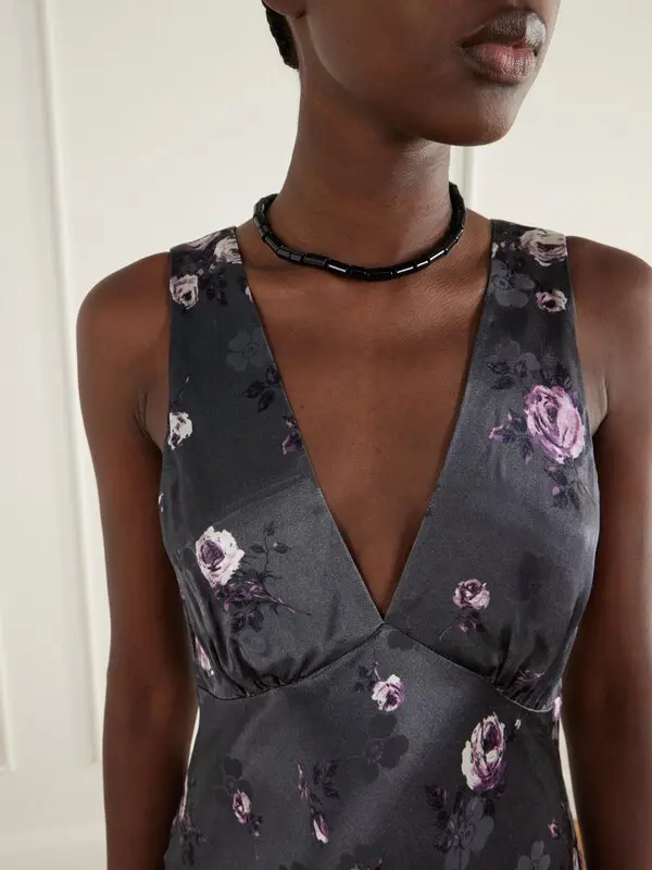 Anna Sui Silky Floral Maxi Dress