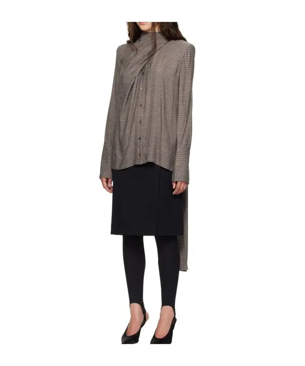 MUGLER Draped Prince Of Wales Check Shirt
