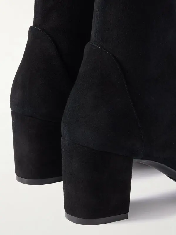 STUART WEITZMAN Stretch Suede Heeled Ankle Boots