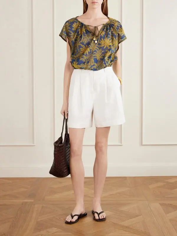 ERES Crocodile Embellished Printed Cotton-voile Blouse