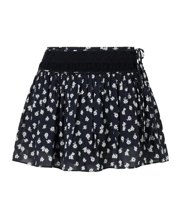 Posse Danielle Floral-print Lace-trimmed Cotton-voile Mini Skirt - Black