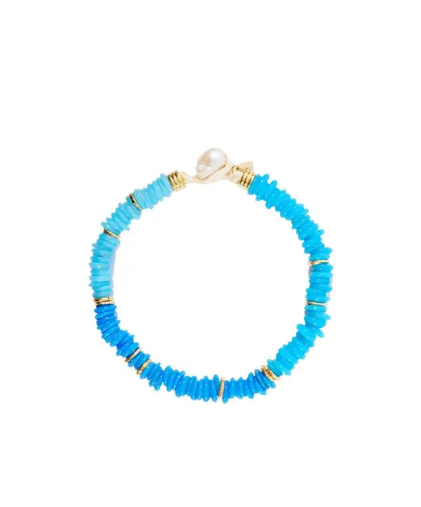LIZZIE FORTUNATO Lita Gold-plated Quartz, Pearl And Cord Beaded Necklace - Blue