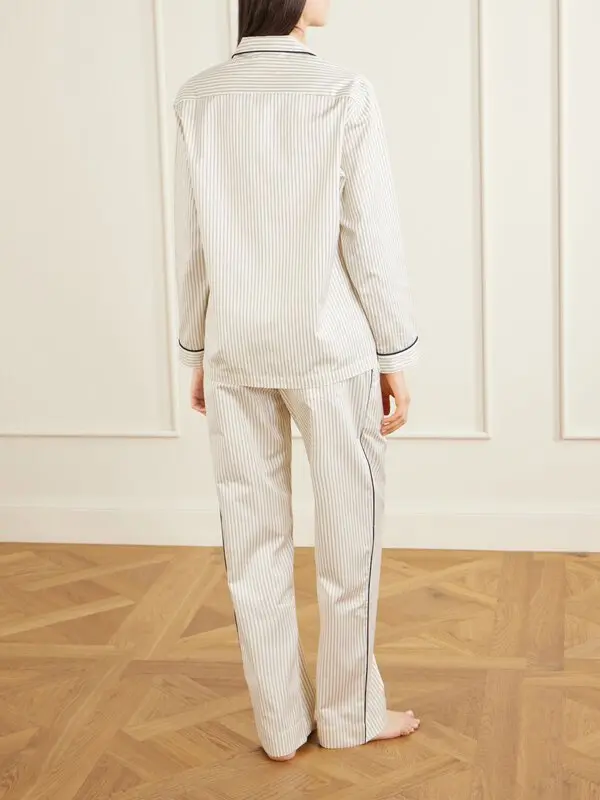 TEKLA Sateen Striped Organic Cotton Pajama Shirt