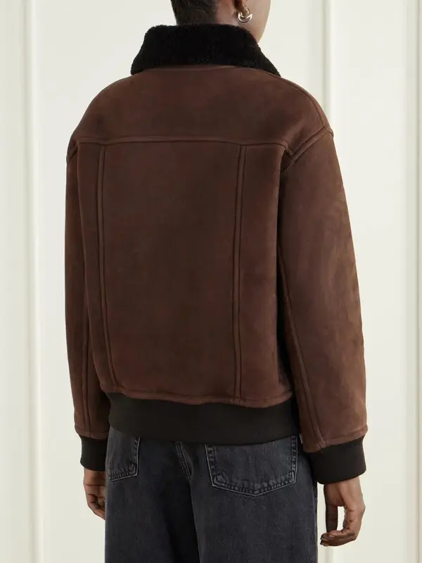 YVES SALOMON Shearling-trimmed Suede Jacket
