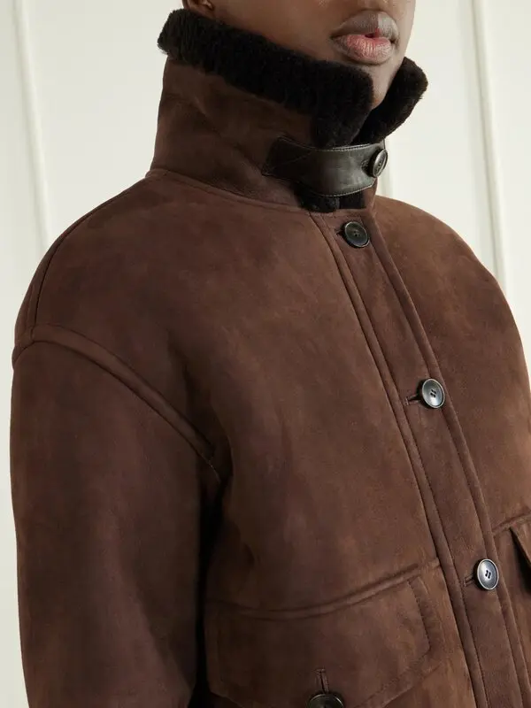 YVES SALOMON Shearling-trimmed Suede Jacket
