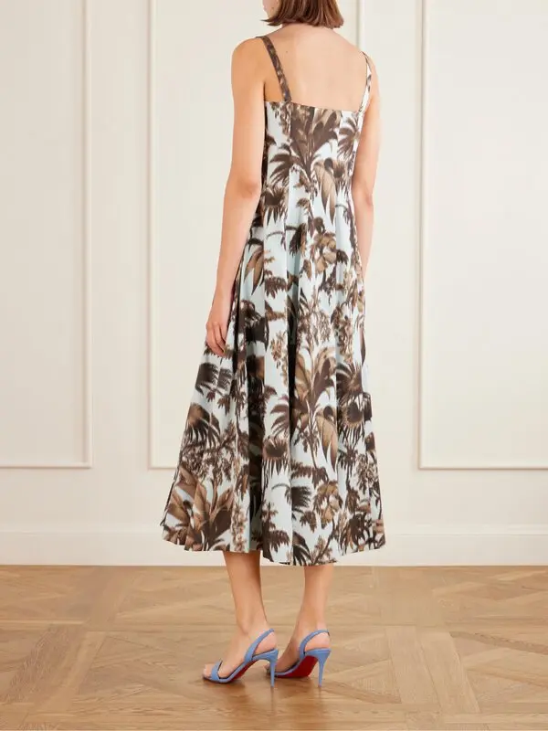 Oscar De La Renta Printed Midi Dress