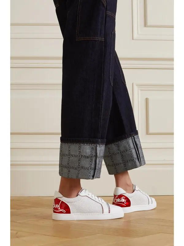 CHRISTIAN LOUBOUTIN Trimmed Perforated Leather Sneakers